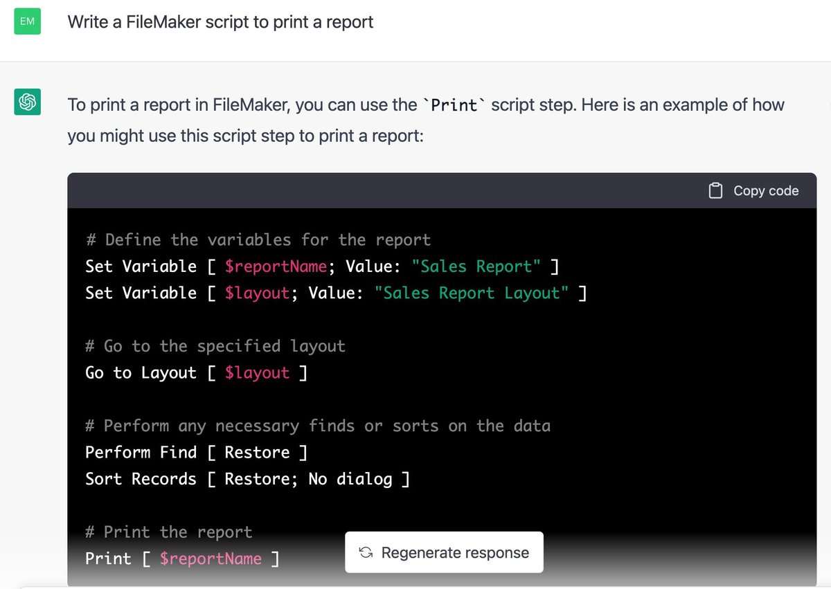 ChatGPT and FileMaker Coding and Integration Opportunities