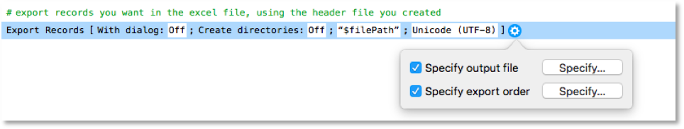 Export Custom Headers from FileMaker to Excel