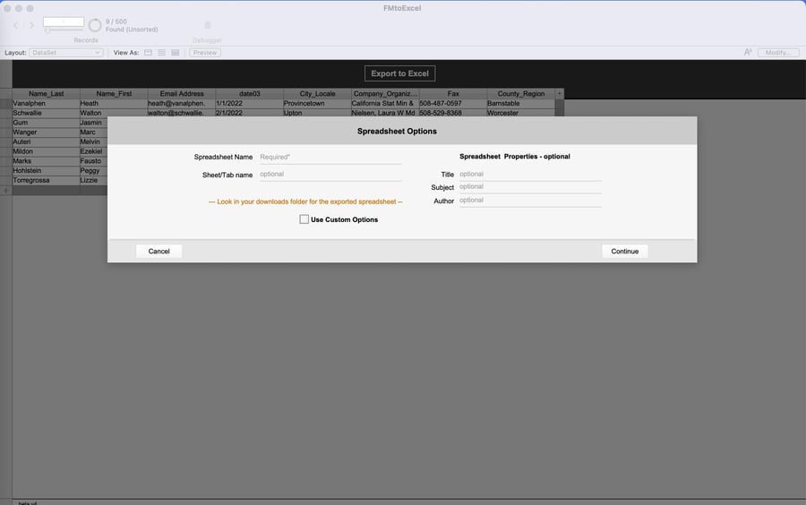 How to Export from FileMaker to Excel