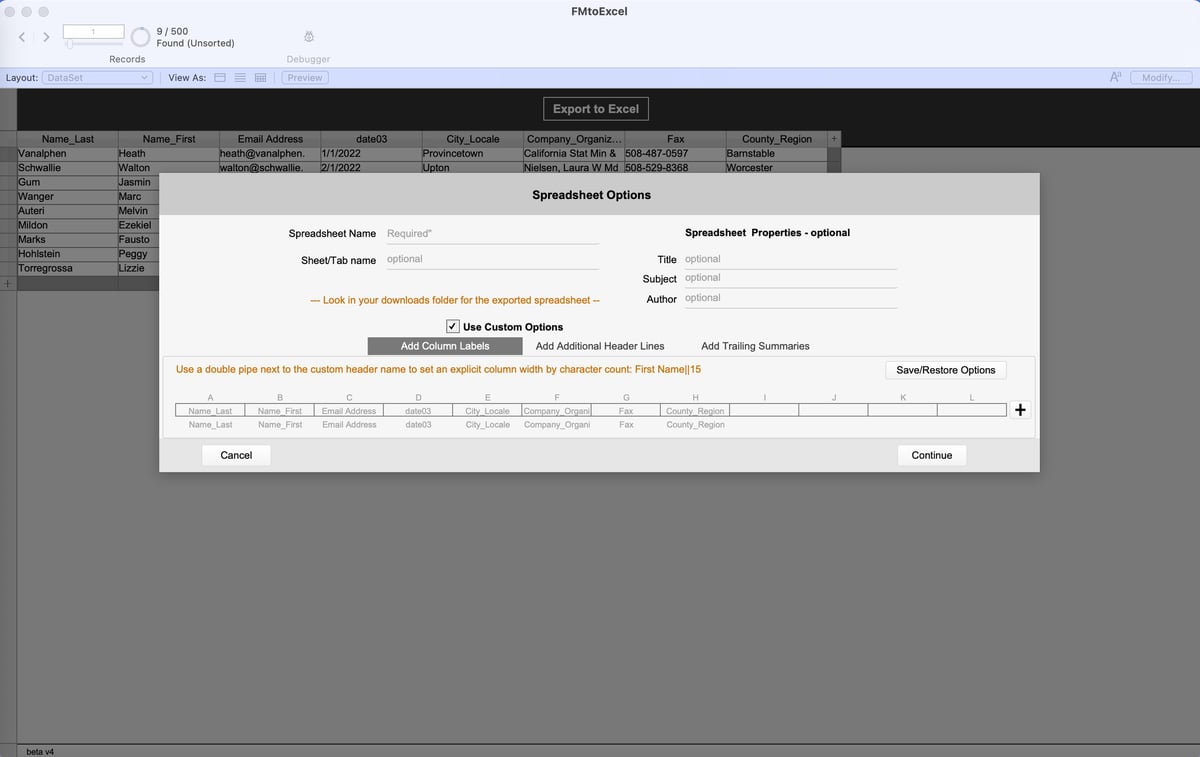 How to Export from FileMaker to Excel