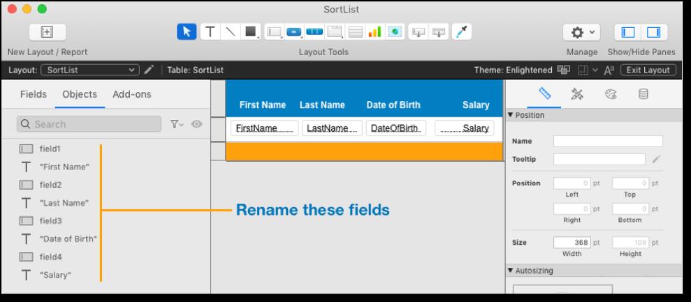 Sorting Columns in FileMaker