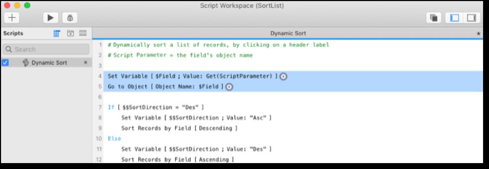 Sorting Columns in FileMaker