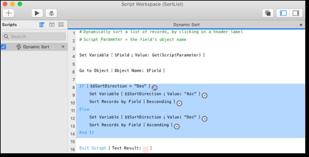 Sorting Columns in FileMaker